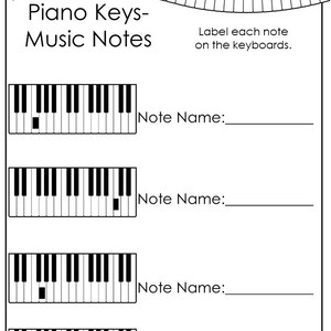 10 Label the Keys-music Notes Worksheets. Beginning Piano Music ...