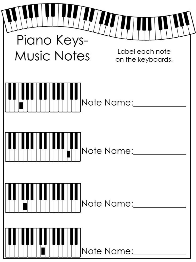 10 Label the Keys-music Notes Worksheets. Beginning Piano Music ...