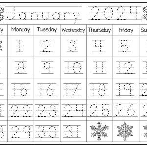 30 Tracing and Blank Themed 2024 Calendars. Preschool Handwriting and ...