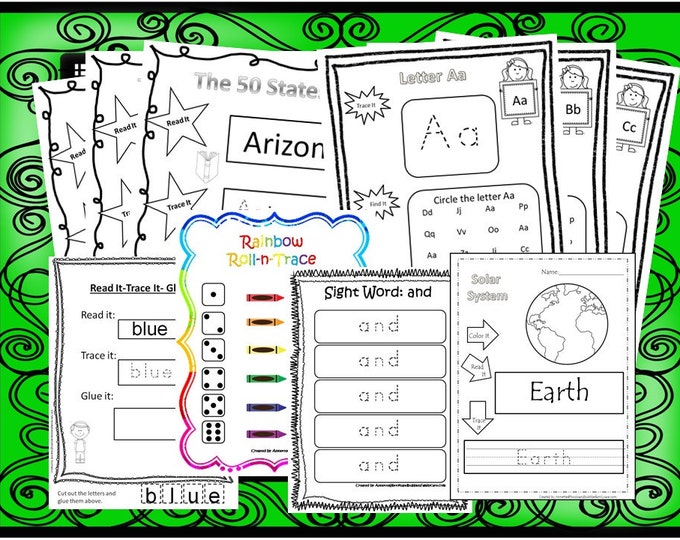 16 Solar System Planets Color Read Trace Write Worksheets. Preschool ...