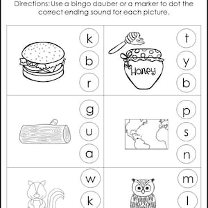20 Printable Ending Sounds Worksheets. Preschool-1st Grade Phonics and ...