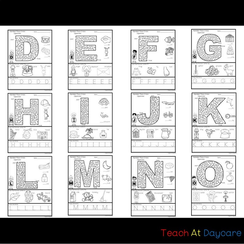 Uppercase Alphabet Maze Craze Worksheets. Preschool-kindergarten ...