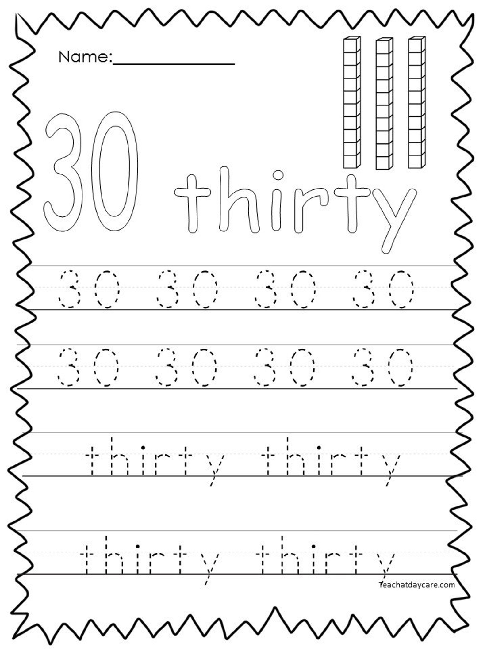 10 Printable Numbers 21-30 Tracing Worksheets. - Etsy