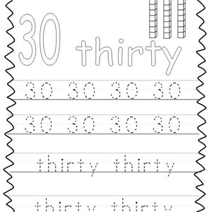 10 Printable Numbers 21-30 Tracing Worksheets. Preschool-kindergarten ...