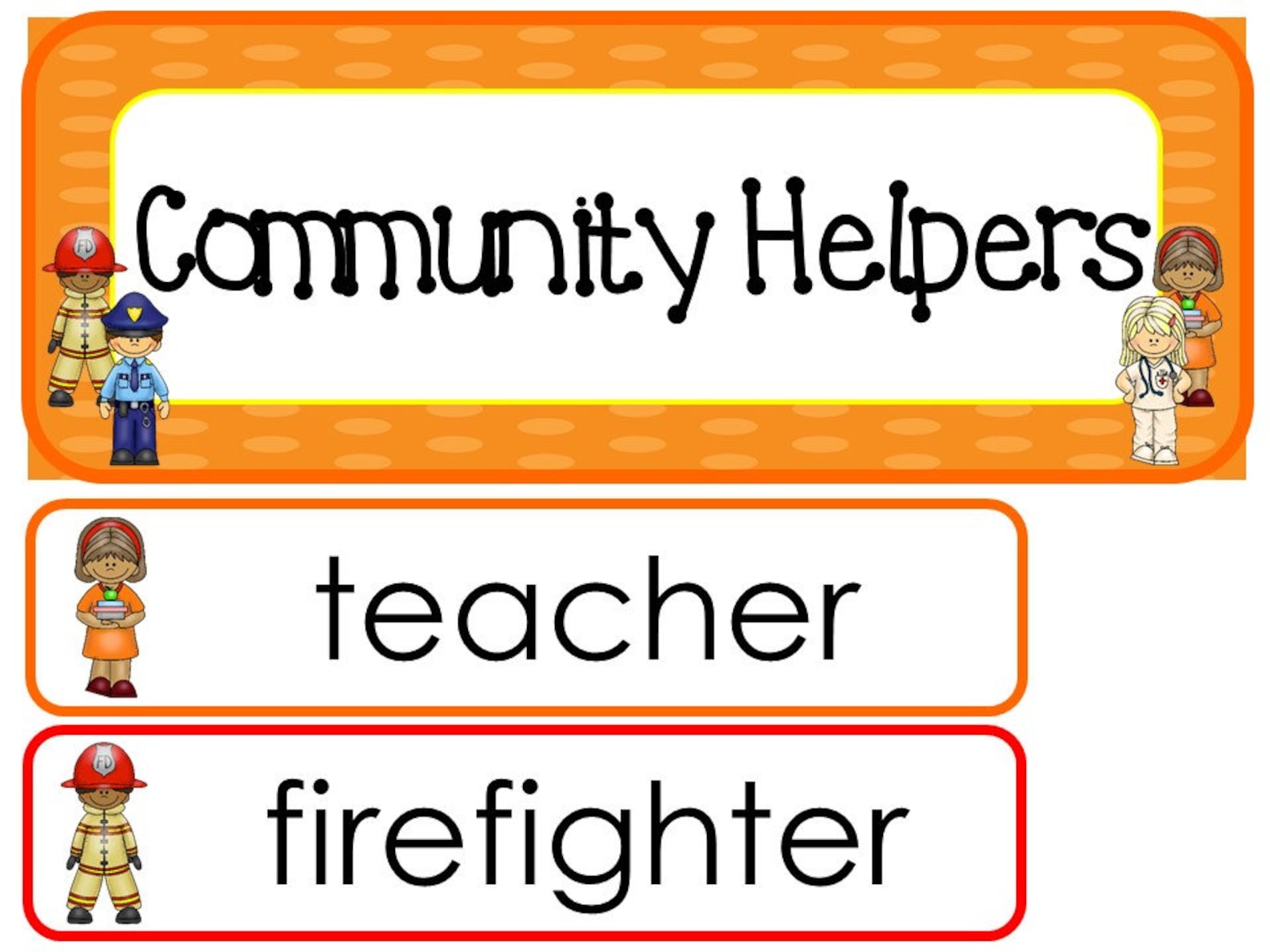 Community Helpers Single Week Themed Word Wall Set. Classroom - Etsy