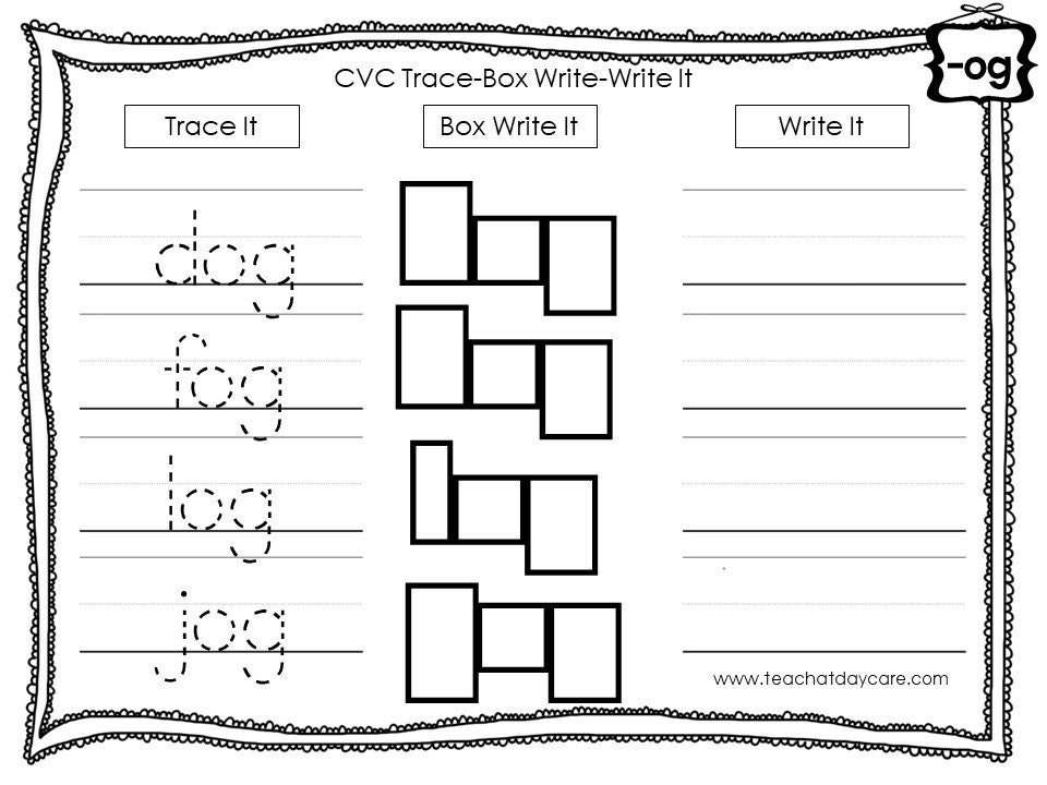 CVC Words Phonics Worksheets, Trace Box Write Activity (PDF Pattern) - Etsy