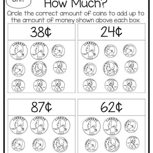 25 Circle the Correct Amount of Money Worksheets. Kindergarten Thru 3rd ...
