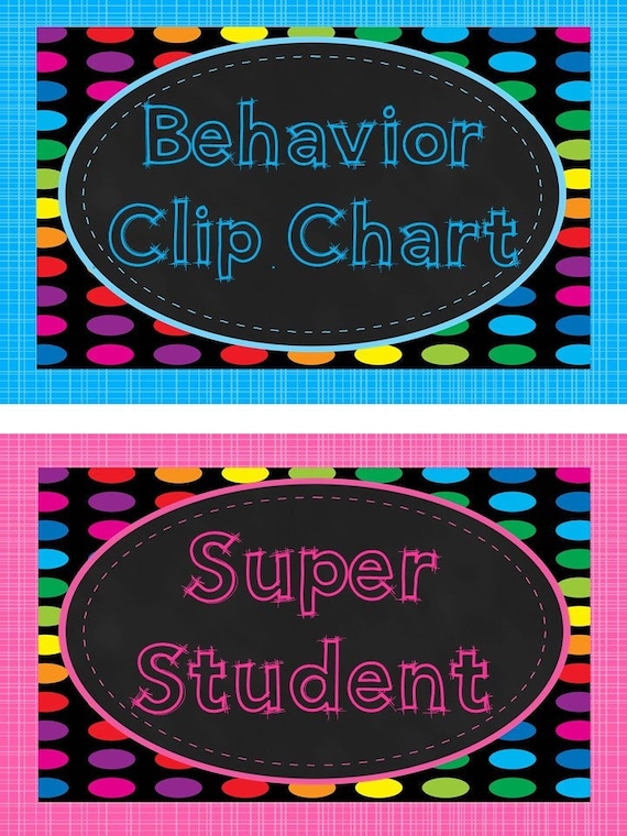 8 Printable Bright Colors Polka Dots Chalkboard Preschool - Etsy