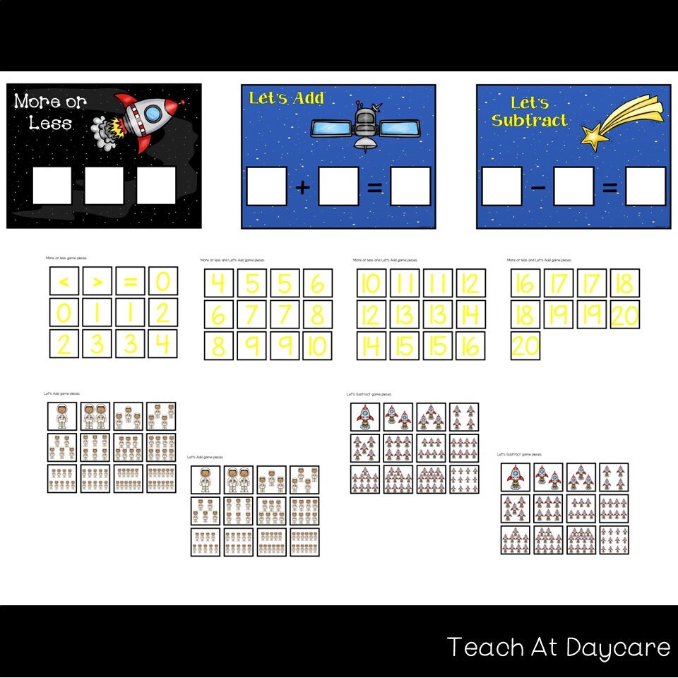 10 Printable Space Themed Kindergarten Math Center Games and Activities ...