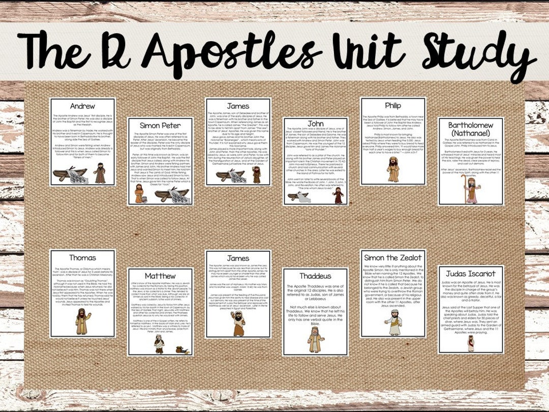 The 12 Apostles Unit Study Sets. Worksheets and Activities in a ZIP ...