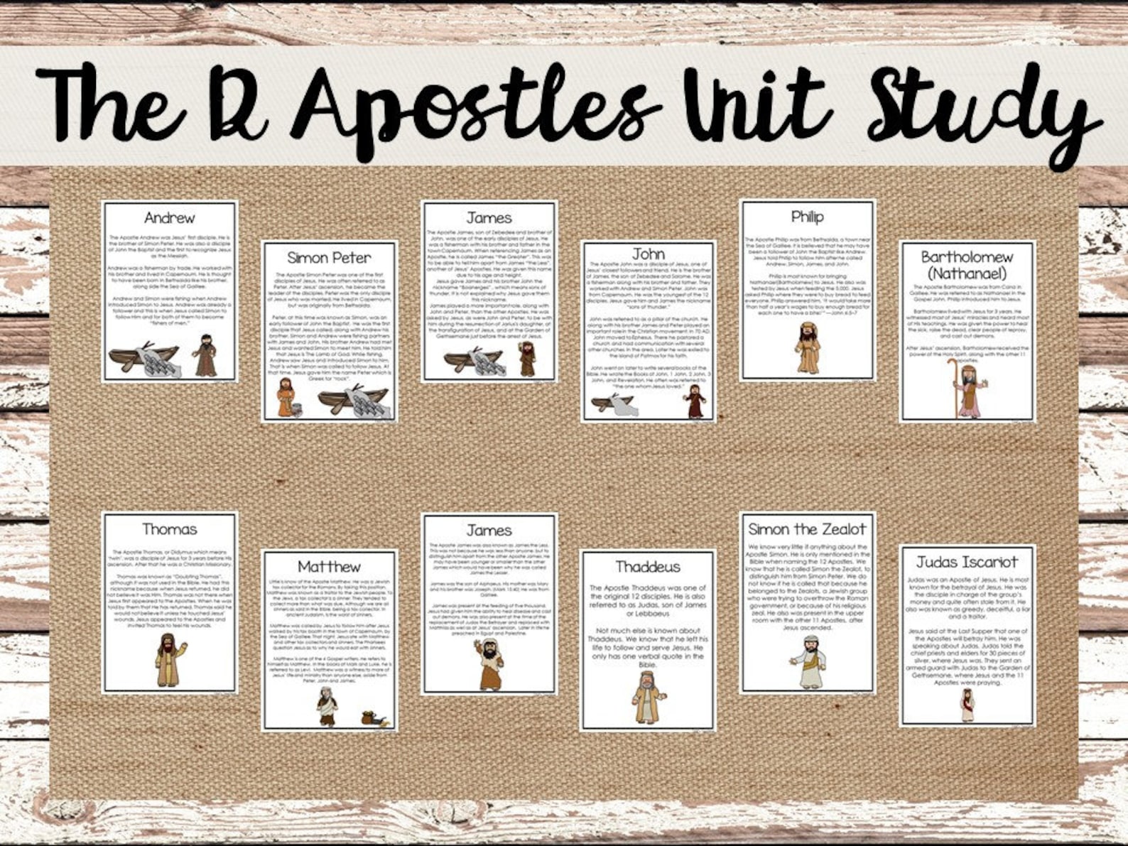 The 12 Apostles Unit Study Sets. Worksheets and Activities in - Etsy
