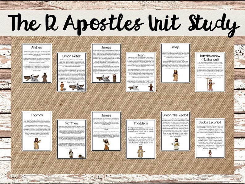 The 12 Apostles Unit Study Sets. Worksheets and Activities in a ZIP ...