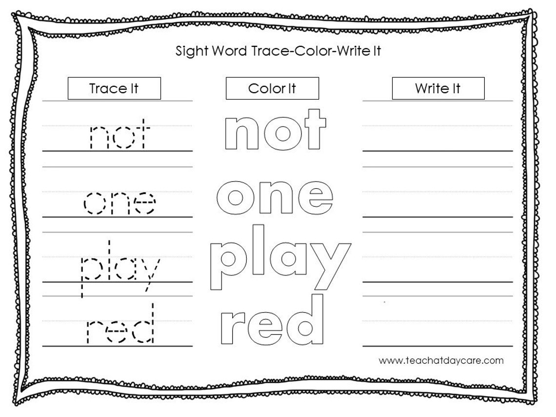 10 Printable Dolch Pre-primer Sight Words Trace It Color It | Etsy