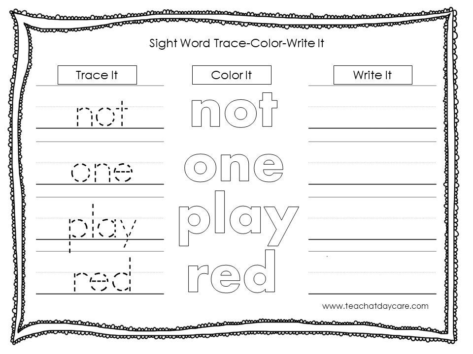 10 Printable Dolch Pre-primer Sight Words Trace It Color It | Etsy