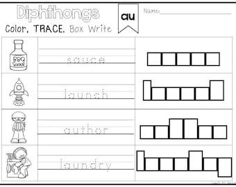 10 Printable Diphthongs Box Write Worksheets. Kindergarten-2nd | Etsy