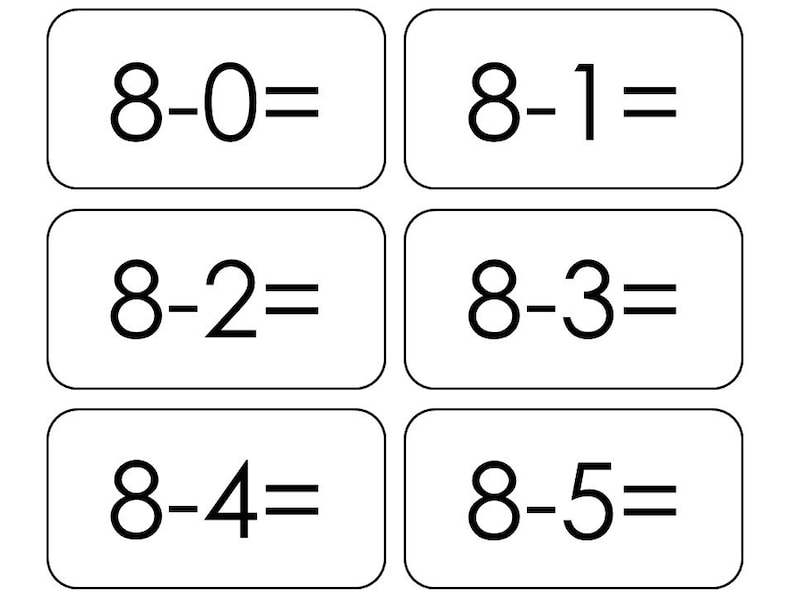 91 Printable Subtraction Flashcards. Facts 0-12. Preschool - Etsy