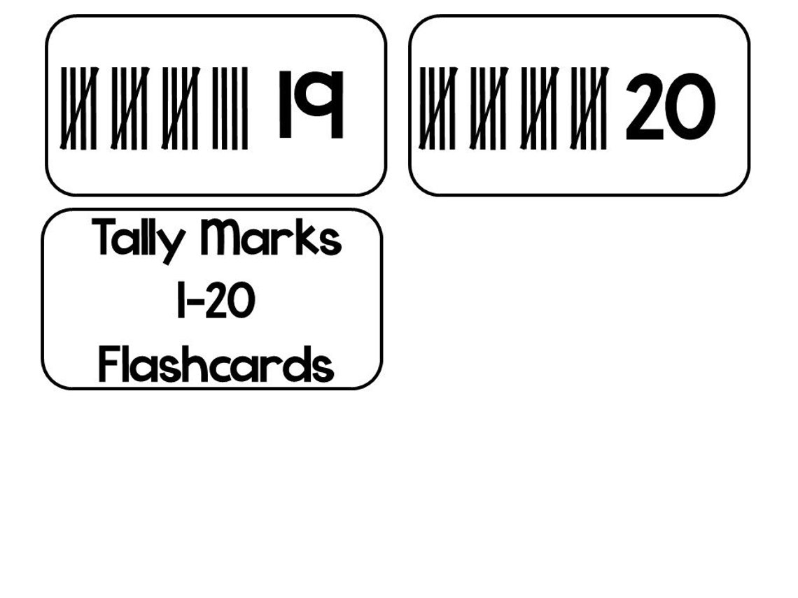20 Printable Tally Marks Flashcards. Preschool-3rd Grade - Etsy Canada