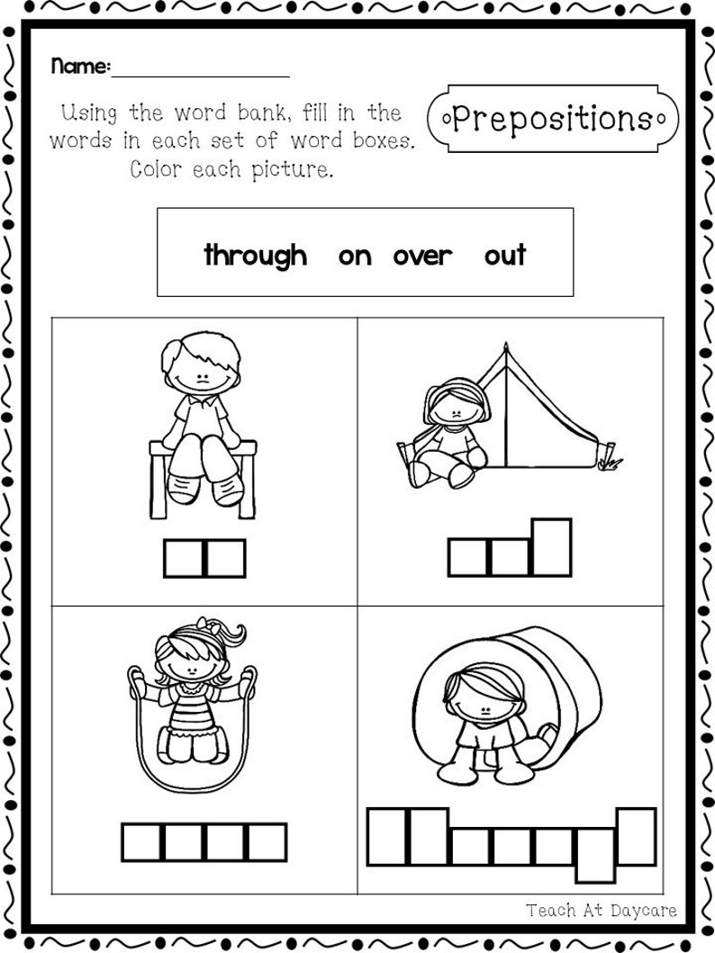 9 Printable Prepositions Box Writing and Tracing Worksheets. 1st-3rd ...