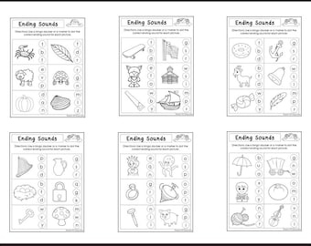 10 Printable Ending Sounds Worksheets Preschool 1st Grade Ending