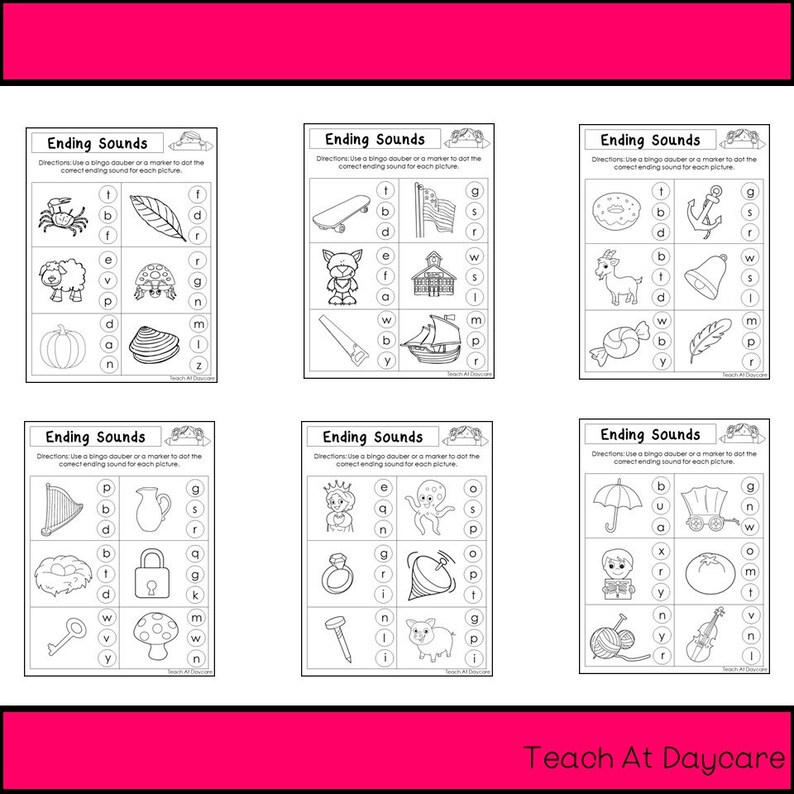 20 Printable Ending Sounds Worksheets. Preschool-1st Grade Phonics and ...
