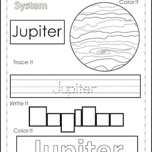 16 Solar System Planets Color Read Trace Write Worksheets. Preschool ...
