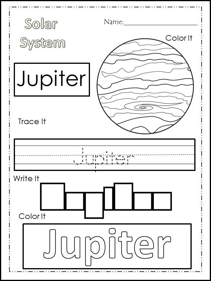 16 Solar System Planets Color Read Trace Write Worksheets. | Etsy Canada