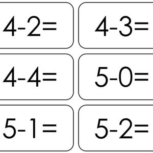 91 Printable Subtraction Flashcards. Facts 0-12. Preschool Thru 3rd ...