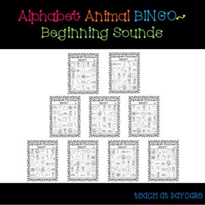 Alphabet Phonics Bingo Game and Worksheets. Color & Black and White ...