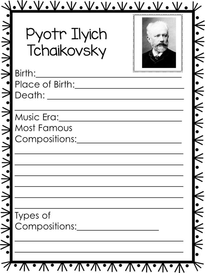 Pyotr Ilyich Tchaikovsky Great Composer Unit. Music - Etsy
