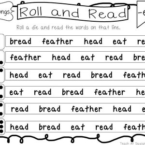 10 Printable Diphthongs Roll and Read the Word Worksheets. Kindergarten ...