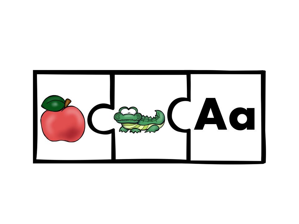 26 Alphabet Phonics Puzzles. Letters A-Z. 8 Color, 8 Black and White ...