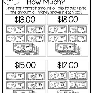 25 Circle the Correct Amount of Money Worksheets. Kindergarten Thru 3rd ...