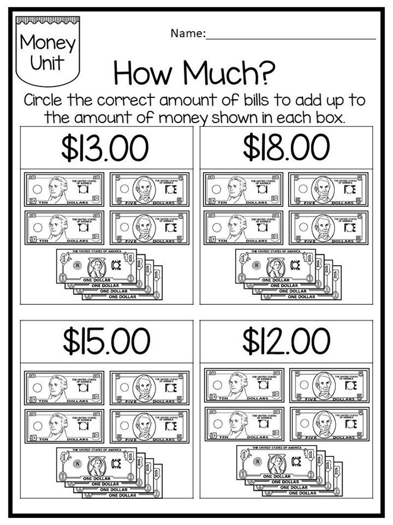 25 Circle the Correct Amount of Money Worksheets. Kindergarten Thru 3rd ...