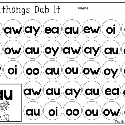10 Printable Digraphs Dab It Worksheets. Kindergarten-2nd - Etsy Canada