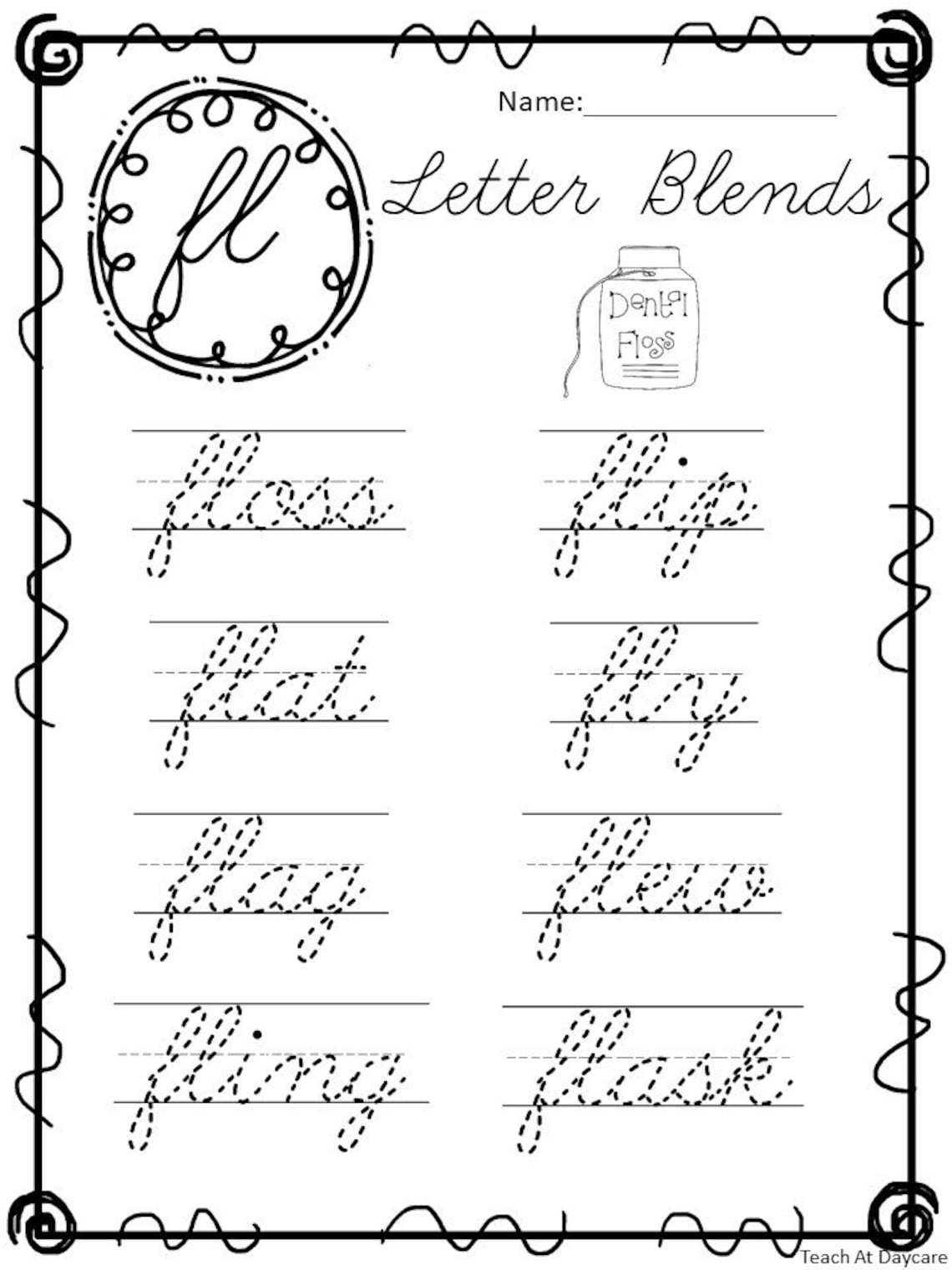 20 Printable Cursive Blends Trace the Word Worksheets. - Etsy