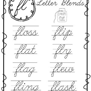 20 Printable Cursive Blends Trace the Word Worksheets. Kindergarten-2nd ...