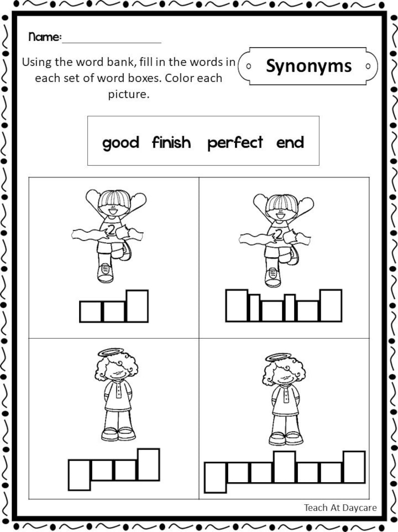 21 Printable Antonyms and Synonyms Box Write Worksheets. | Etsy