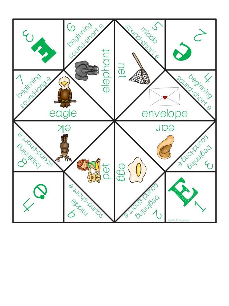 26 Alphabet Phonics Fortune Tellers. Color & Black and White Cootie ...