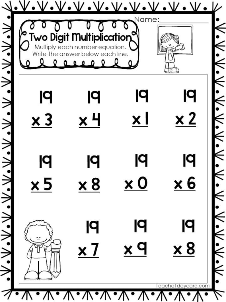 15 Printable Two Digit Multiplication Worksheets. Numbers - Etsy