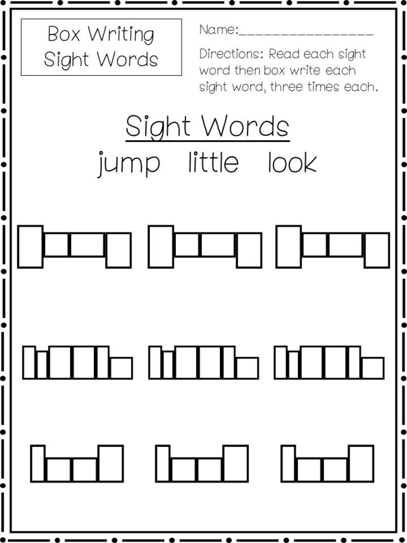 40 Printable Dolch Pre-primer Box Writing Worksheets. Preschool-prek ...