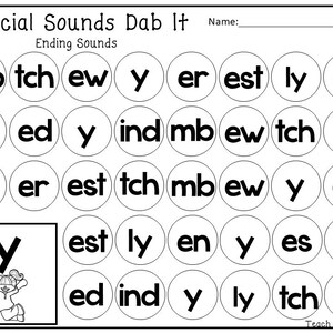 29 Printable Ending Special Sounds Dab It Worksheets. 1st-2nd Grade ELA ...