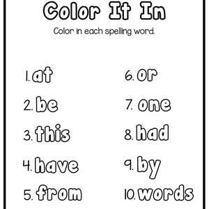 Fry First Hundred Words 21-30 Single Week Spelling Unit. Trace, Box ...