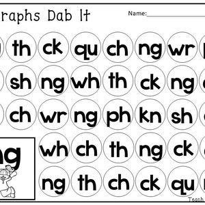10 Printable Digraphs Dab It Worksheets. Kindergarten-2nd Grade ELA ...