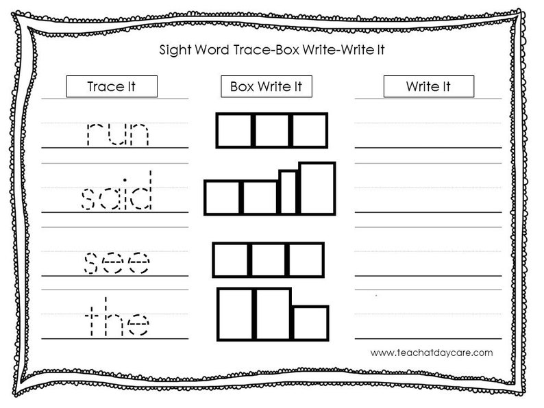 10 Printable Dolch Pre-primer Sight Words Trace It Box Write | Etsy