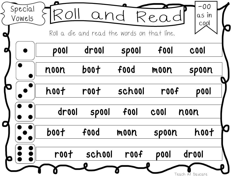 10 Printable Roll and Read Special Vowel and Double Vowel - Etsy Canada