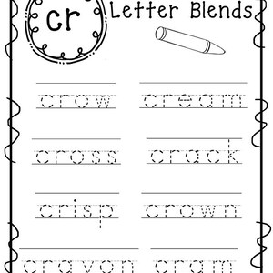 20 Printable Blends Trace the Word Worksheets. Kindergarten-2nd Grade ...