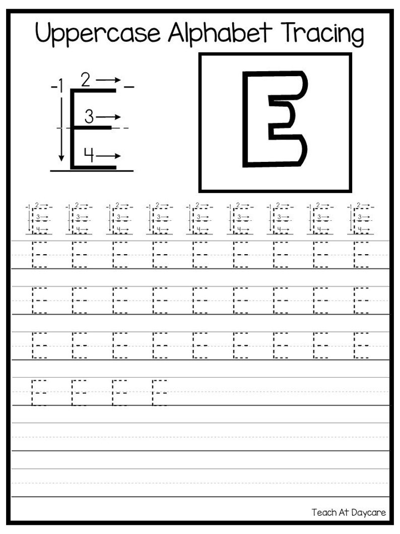 26 Printable Uppercase Alphabet Tracing Worksheets. - Etsy