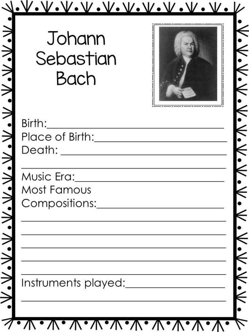 Johann Sebastian Bach Great Composer Unit. Music Appreciation. | Etsy