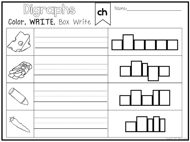 20 Printable Digraphs Color, Trace, Write, and Box Write Worksheets ...
