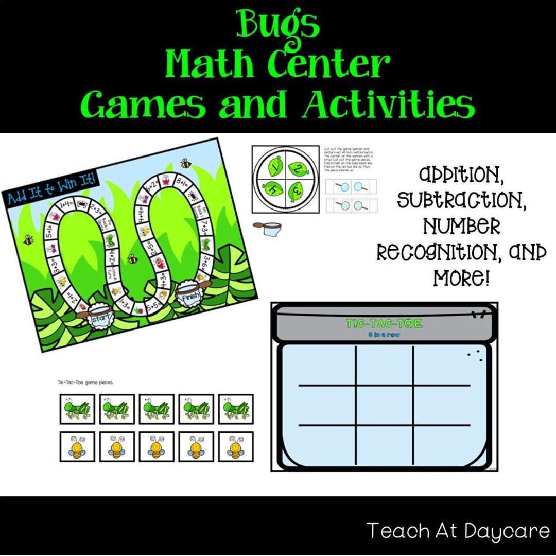 10 Printable Bugs Themed Kindergarten Math Center Games and Activities ...